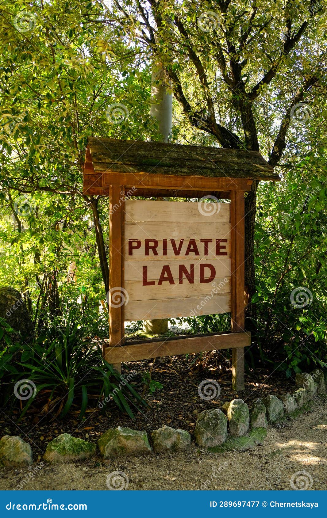 Wooden Sign with Text Private Land Outdoors Stock Image - Image of ...