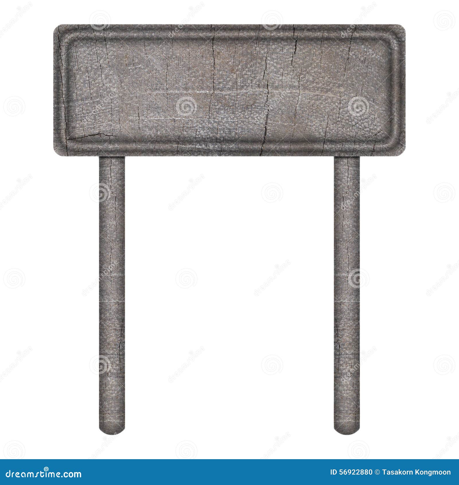 Wooden Sign with Two Poles Isolated on White Stock Photo - Image of ...