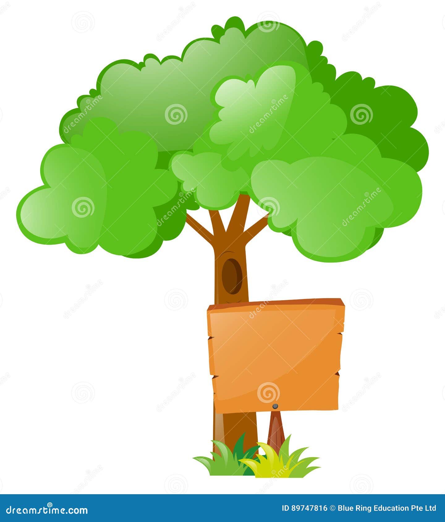 Wooden sign under the tree stock vector. Illustration of design - 89747816
