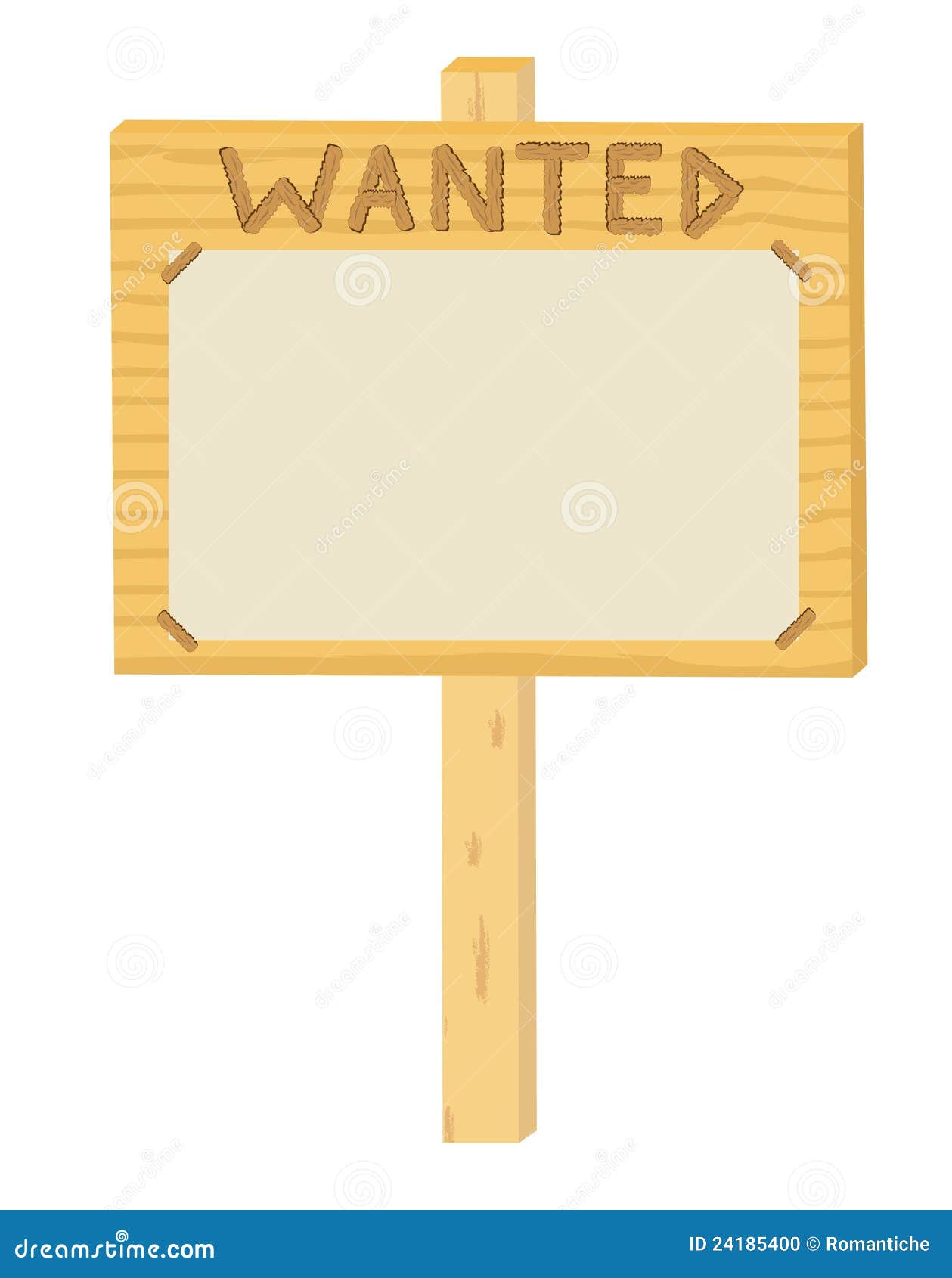 Wooden sign Wanted stock vector. Illustration of hanging - 24185400