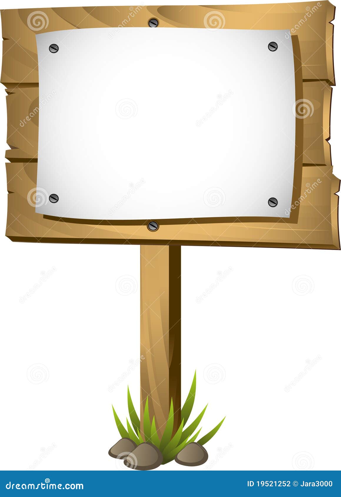 Wooden Signboard with a Blank Paper Stock Vector - Illustration of ...