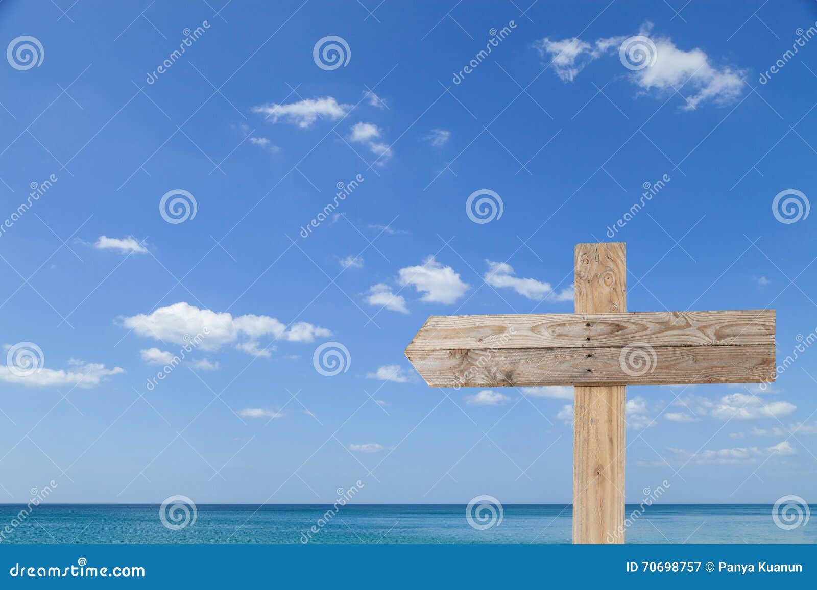 Wooden Signboard on Blue Sky for Summer Background with Copy Spa Stock ...