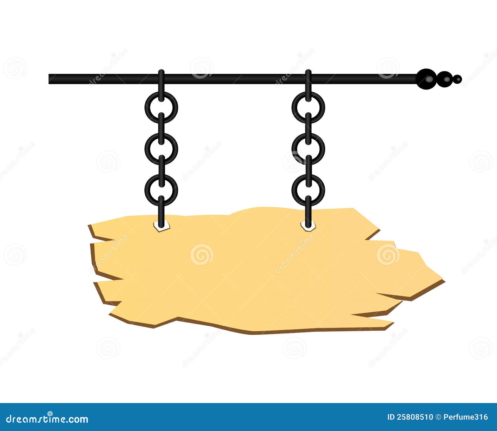Wooden Signboard Hanging on Chains Stock Illustration - Illustration of ...