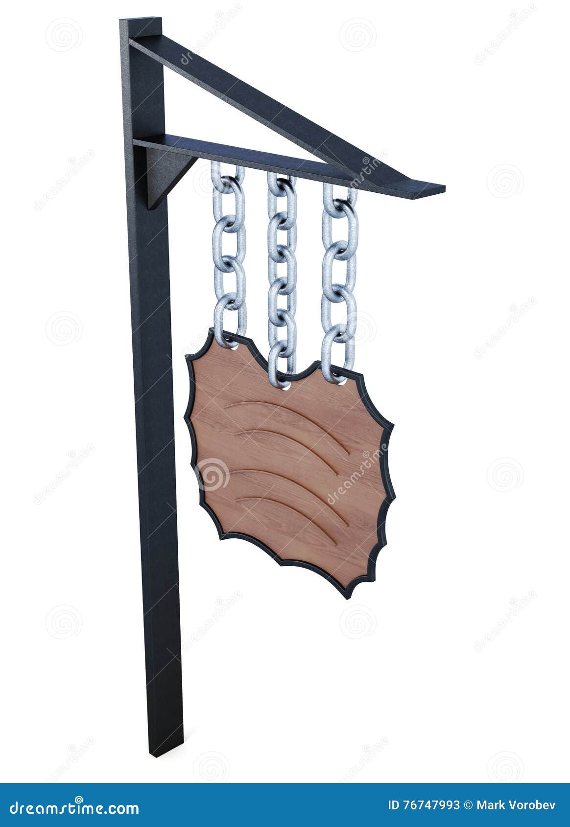 Wooden Signboard Hanging on Chains. Stock Illustration - Illustration ...