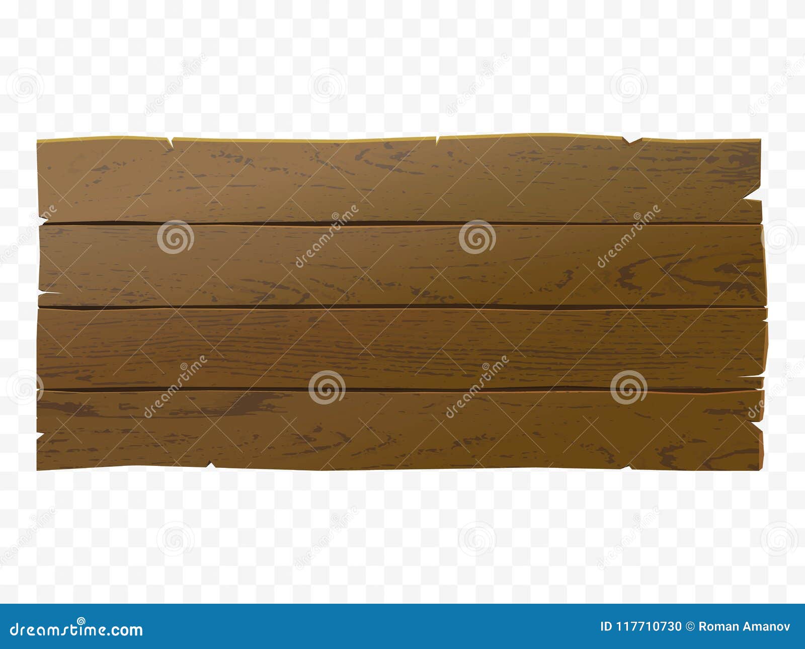Wooden Signboard Isolated On Checkered Background Vector Realistic