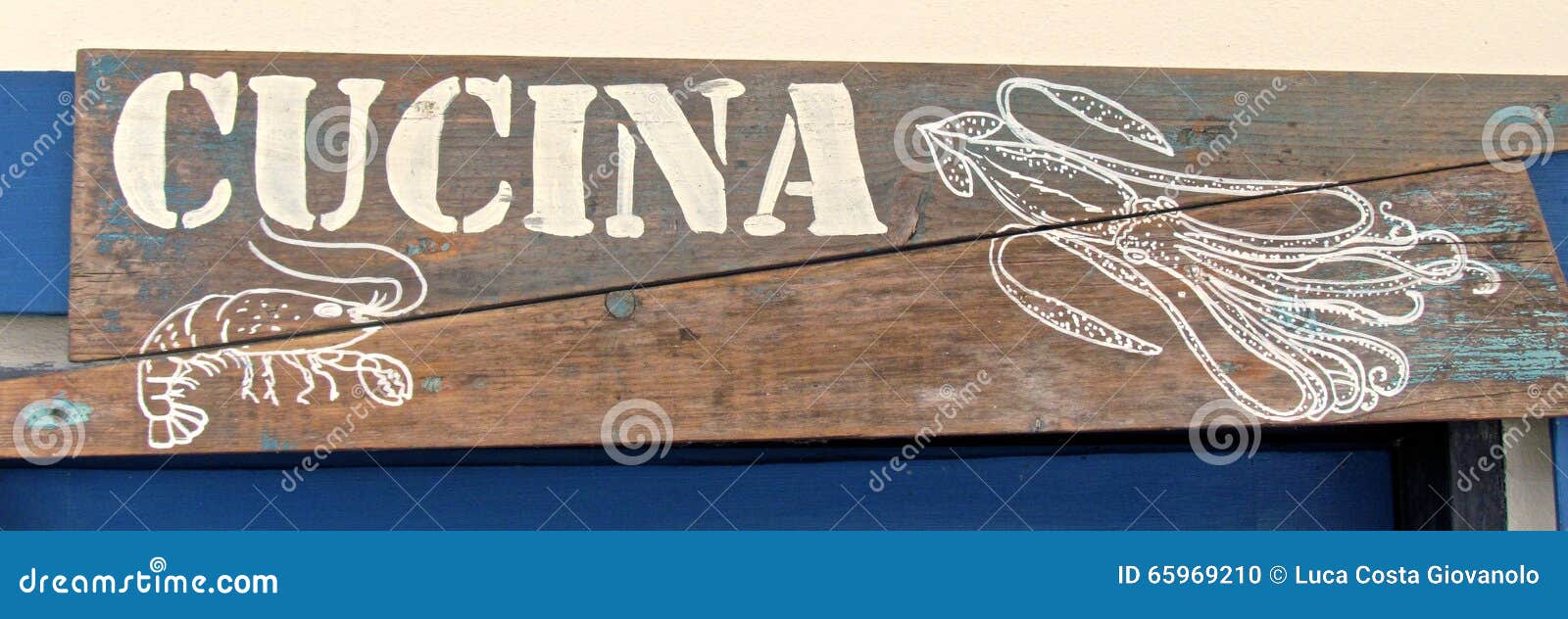 Wooden Signboard Kitchen Fish Stock Photo - Image of teaches, fish ...
