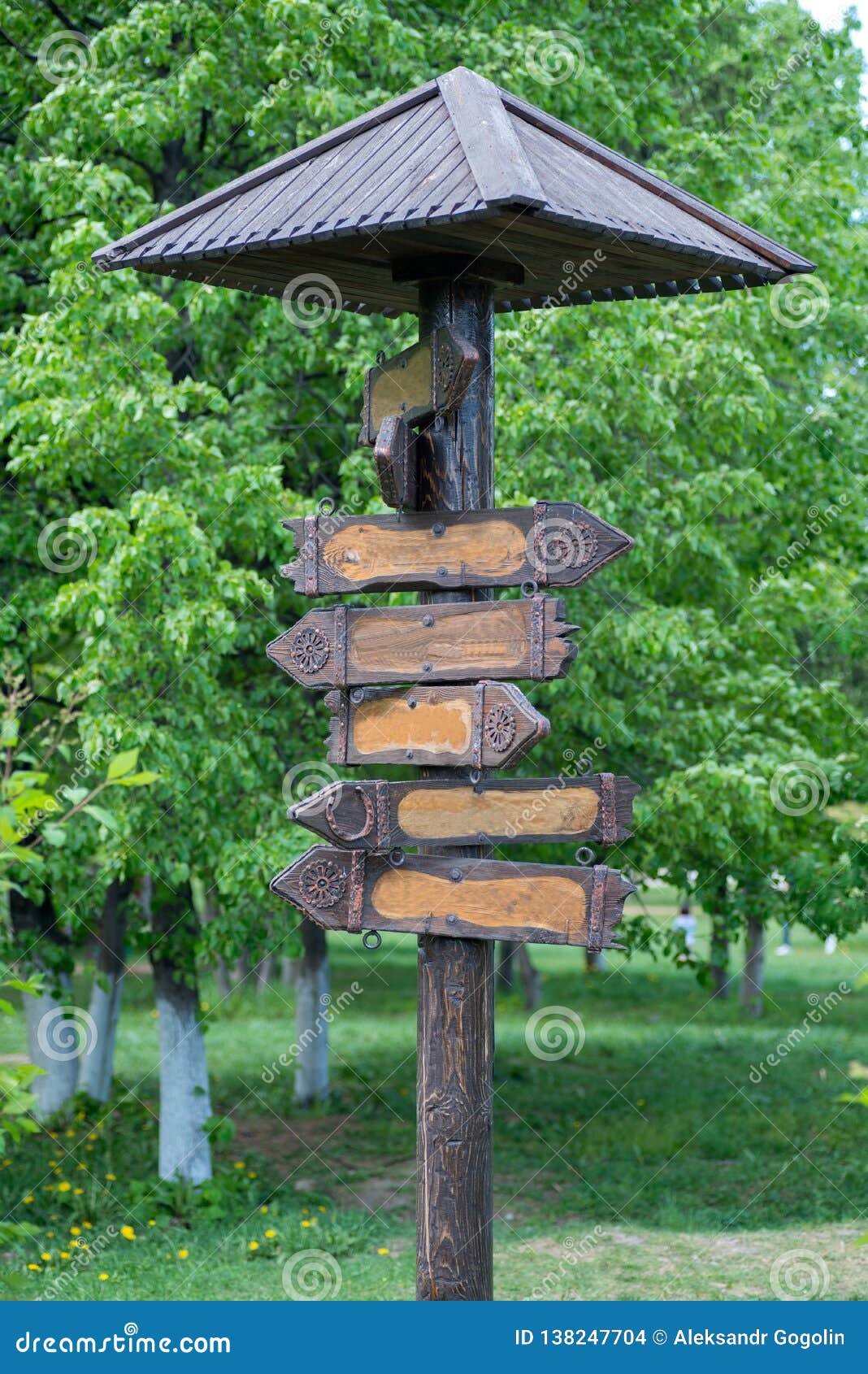 Wooden Signpost with Arrows Stock Photo - Image of help, forest: 138247704