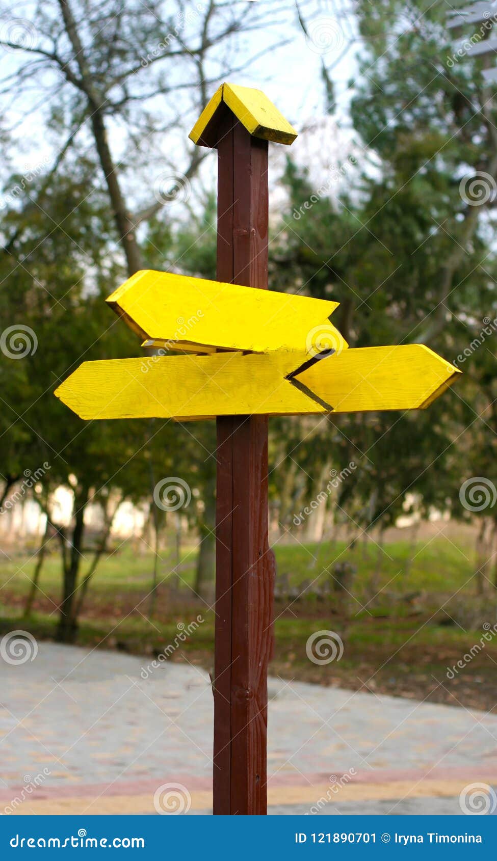 Wooden Signpost of Bright Yellow Color Decorative Stock Image - Image ...
