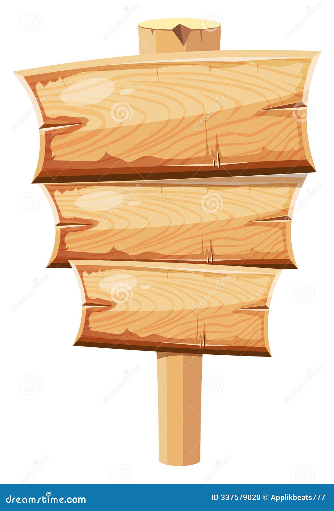 Wooden Signpost. Cartoon Board Template. Empty Panel Vector ...