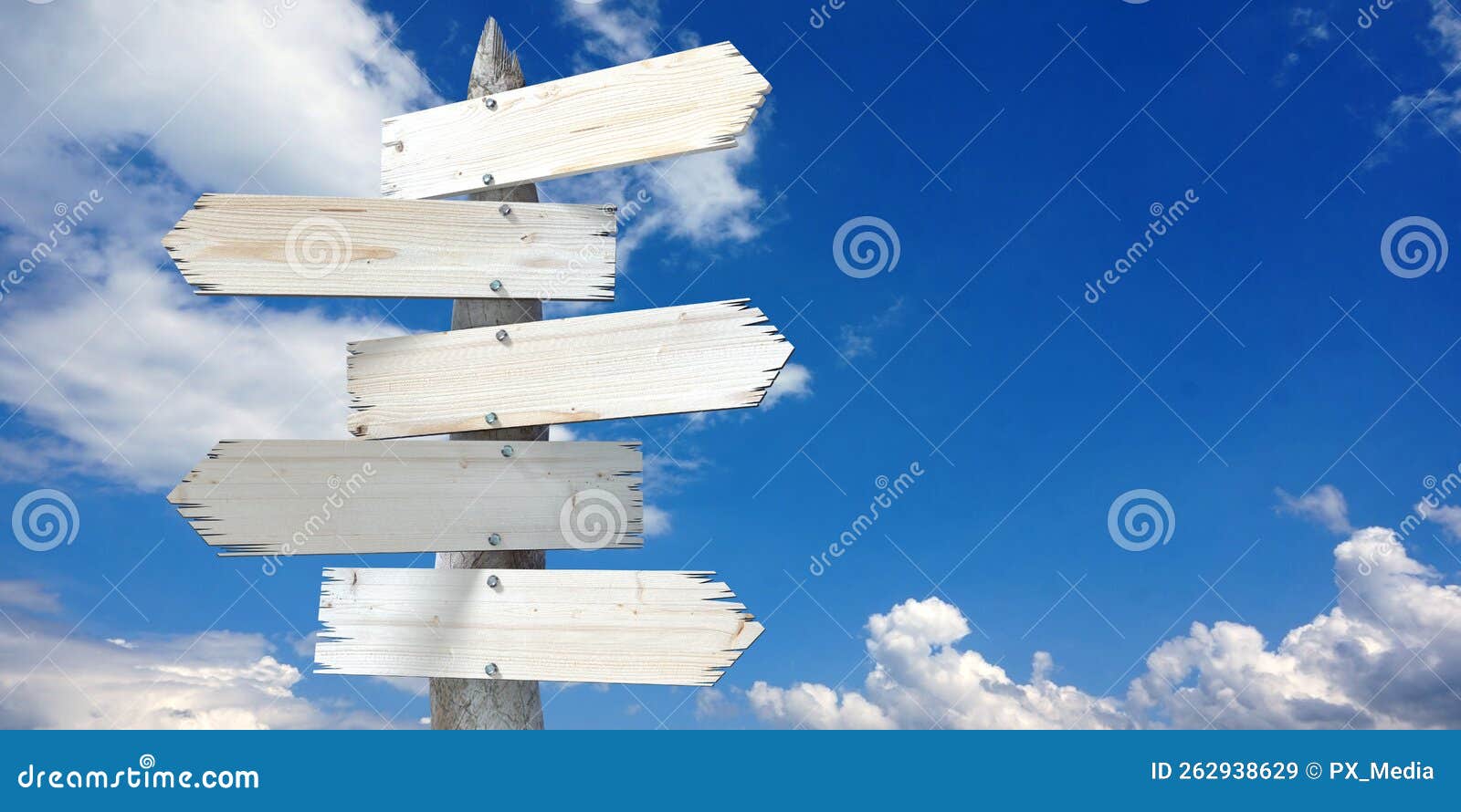 Wooden Signpost with Five Clear Arrows Stock Illustration ...