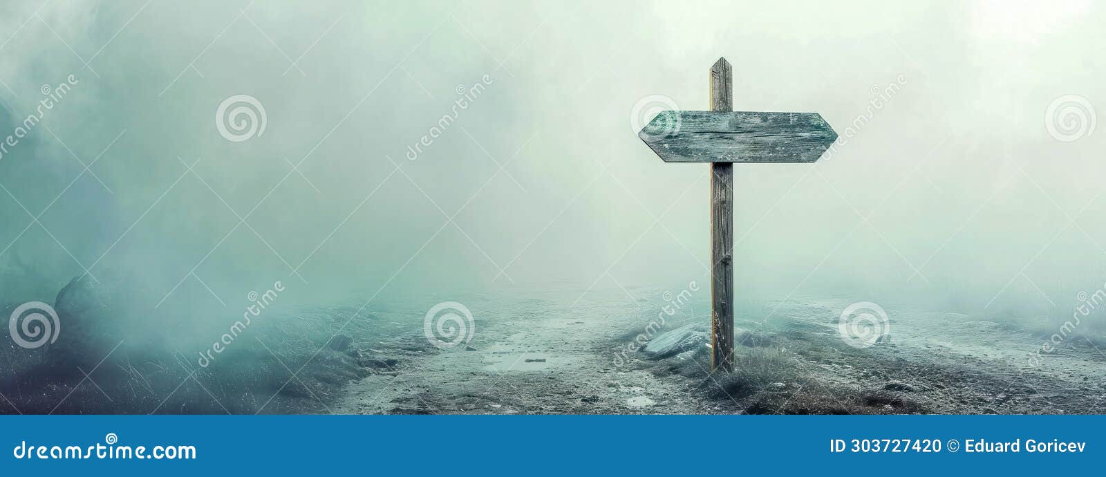 Wooden Signpost on a Foggy Road, Choose a Direction, Decide Stock Photo ... Wooden Signpost on a Foggy Road, Choose a Direction, Decide Stock Photo ...