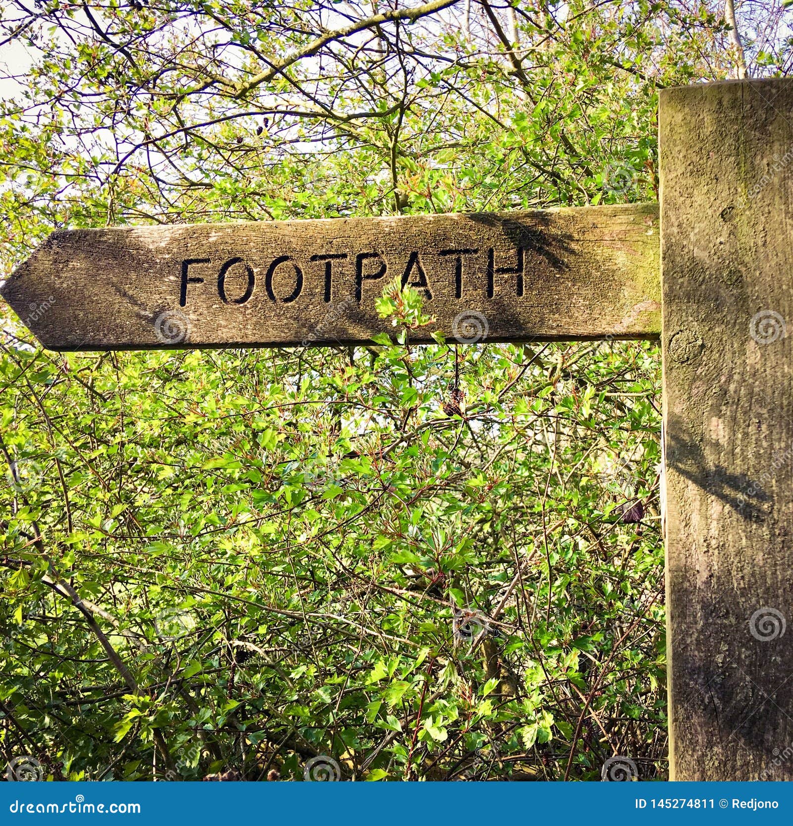Wooden signpost footpath stock image. Image of post - 145274811