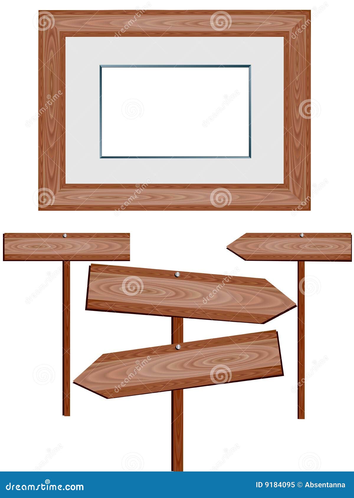 Wooden signs and frame. stock vector. Illustration of nail - 9184095