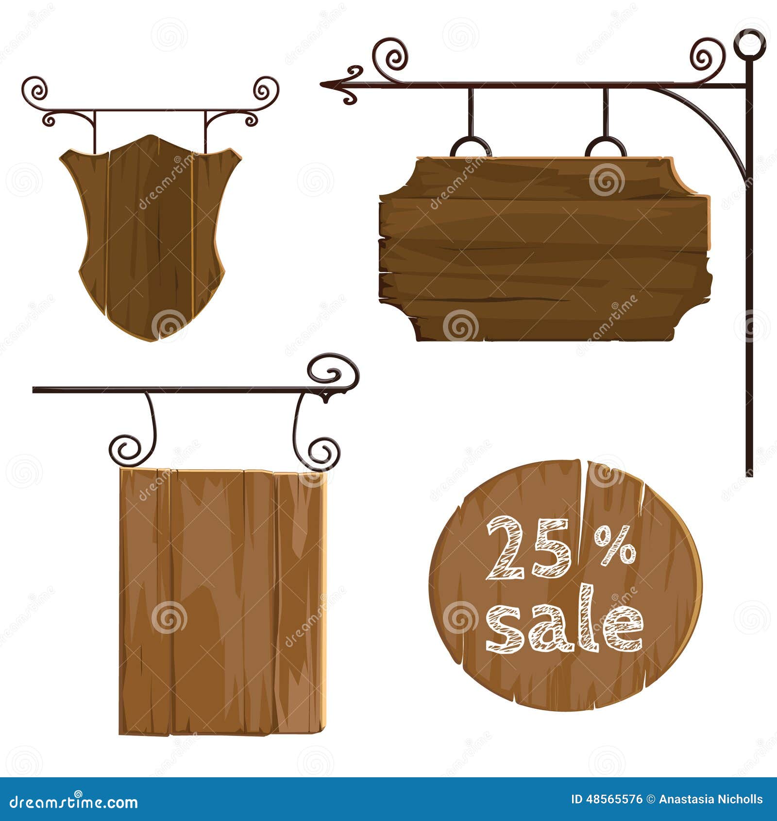 Wooden signs set . Vector. stock vector. Illustration of sale - 48565576