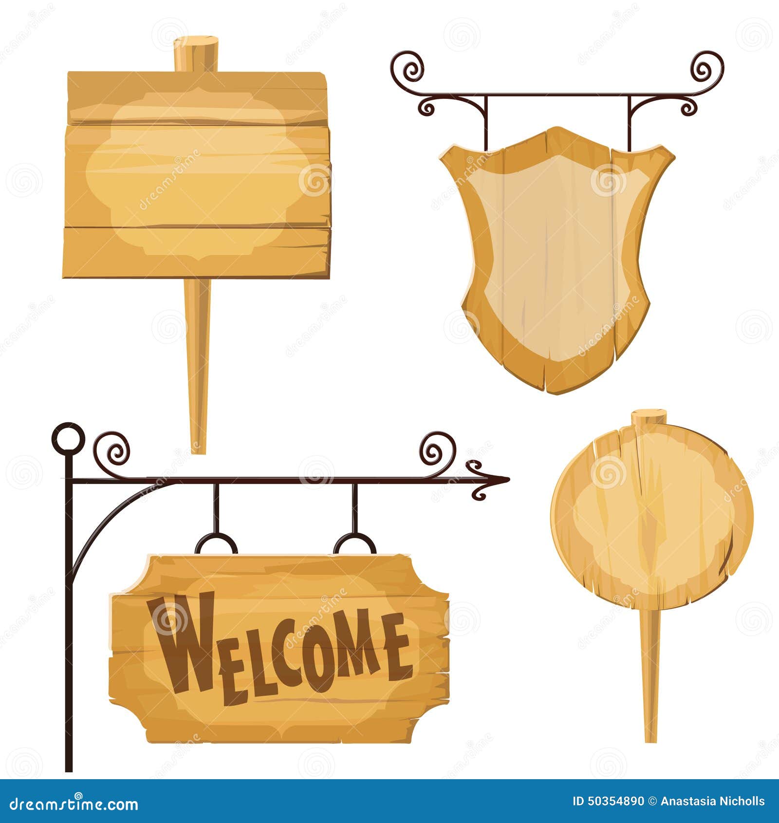 Wooden signs set . Vector stock vector. Illustration of icons - 50354890