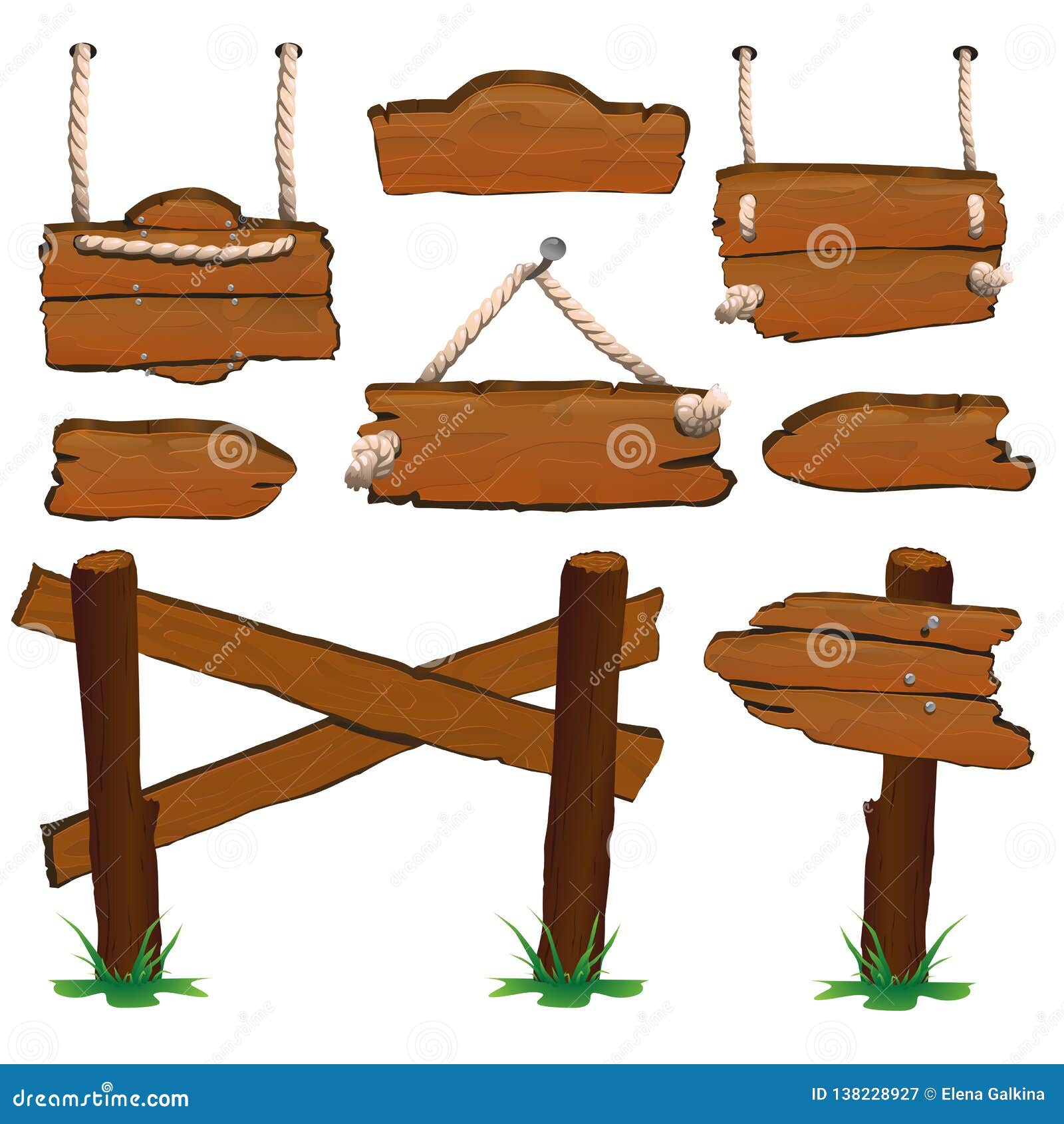 Wooden Signs Set Vector Illustration Stock Vector - Illustration of ...