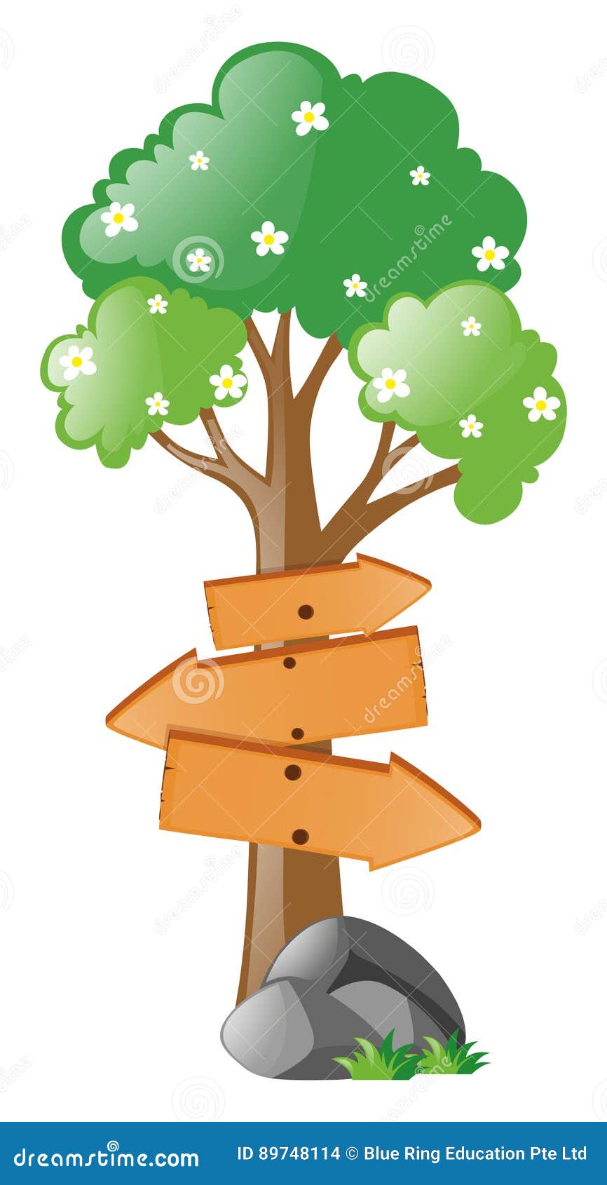 Wooden signs on tree stock vector. Illustration of direction - 89748114