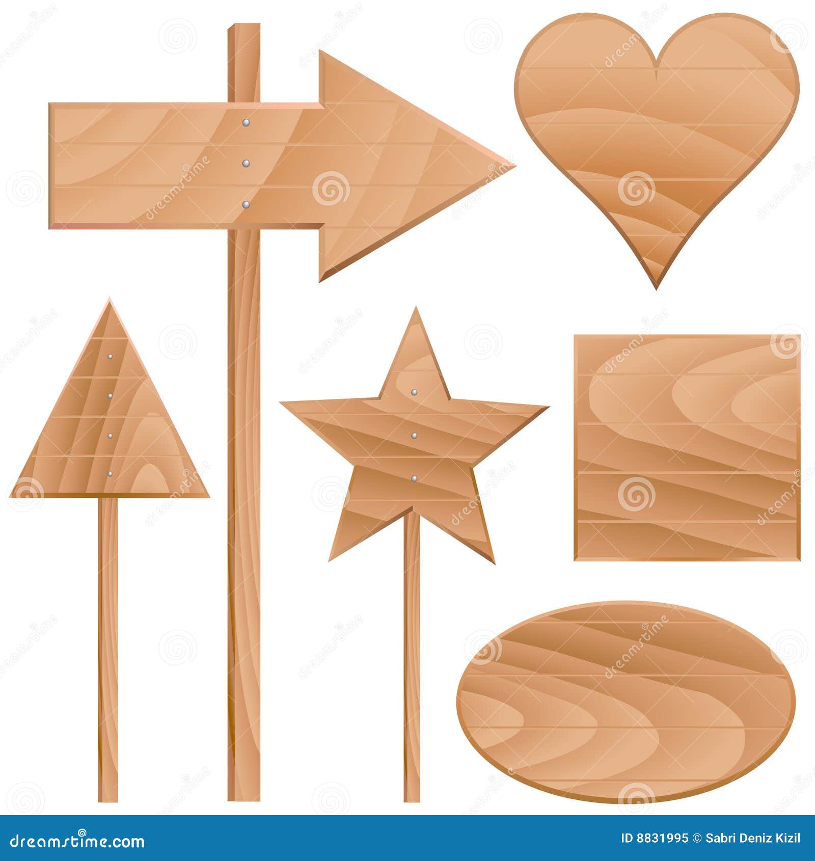 Wooden Signs Hanging On Rope Chains Isolated Set Cartoon Vector ...