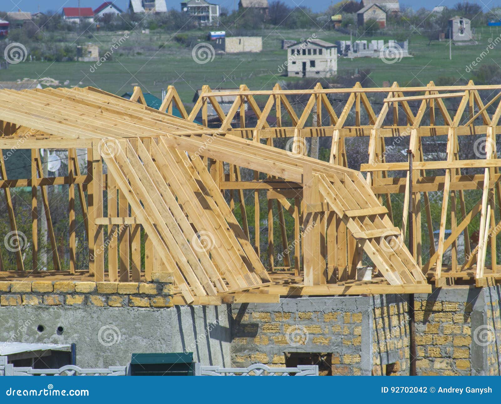Wooden Skeleton of Roof of the House Construction Stock Photo - Image ...