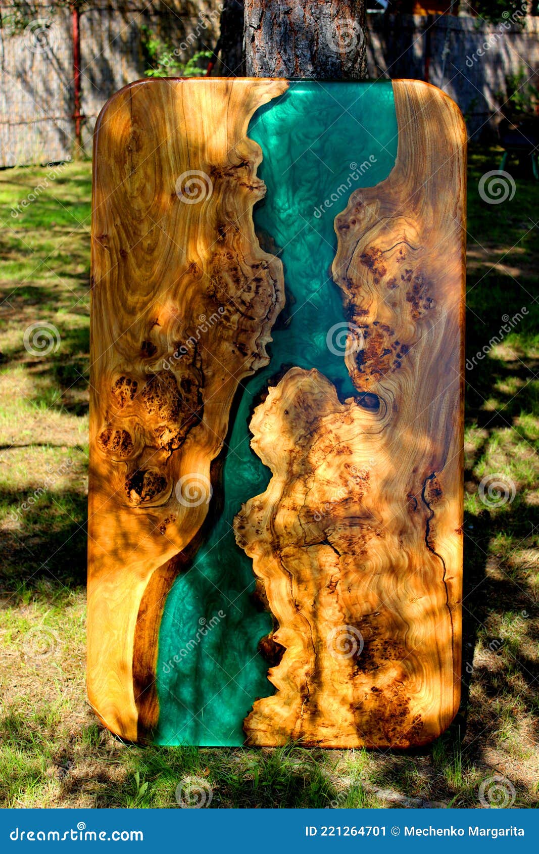 Wooden Slab Round Table. a Beautiful Table Stock Image - Image of ...
