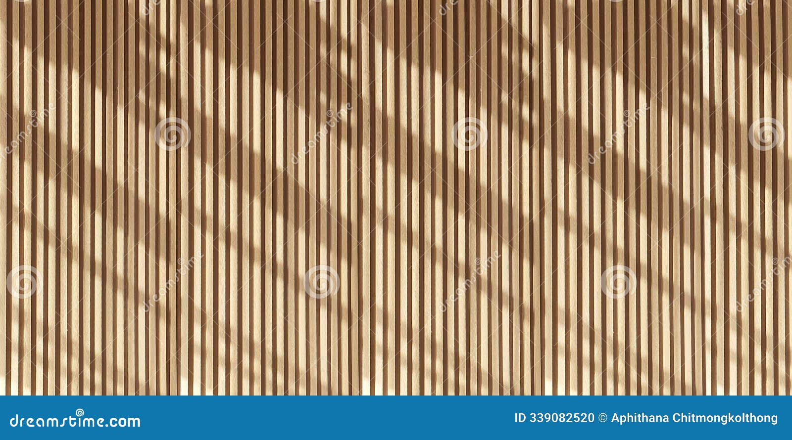 Wooden Slat Wall with Shadow Create Pattern on Wall Stock Photo - Image ...