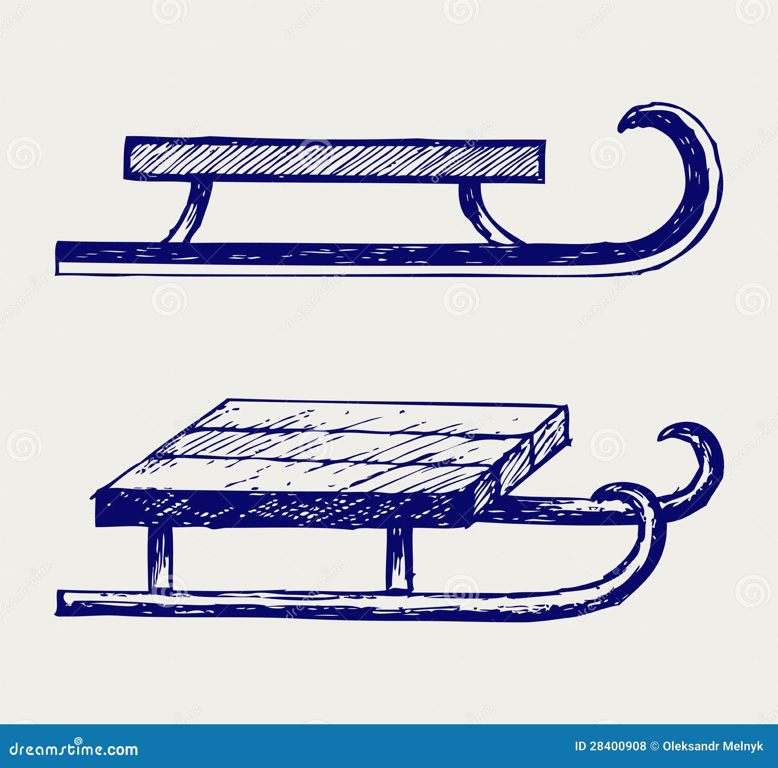 Wooden sled stock vector. Illustration of rough, hand - 28400908