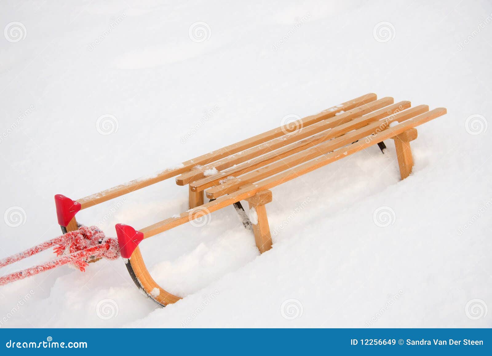 Wooden sledge in the snow stock image. Image of snow - 12256649