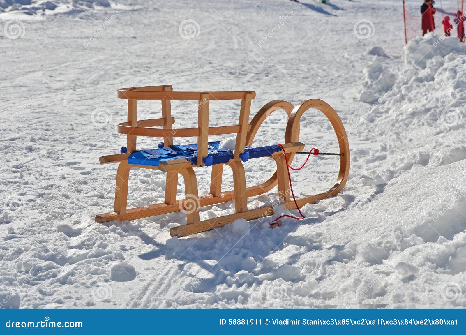 Wooden sleds on snow stock image. Image of wood, vintage - 58881911