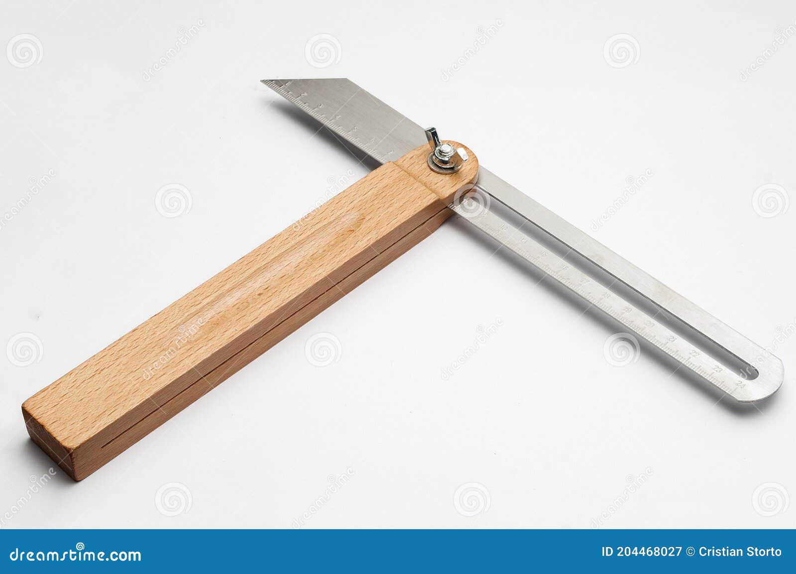 Wooden Sliding Bevel on White Background Stock Image - Image of ...