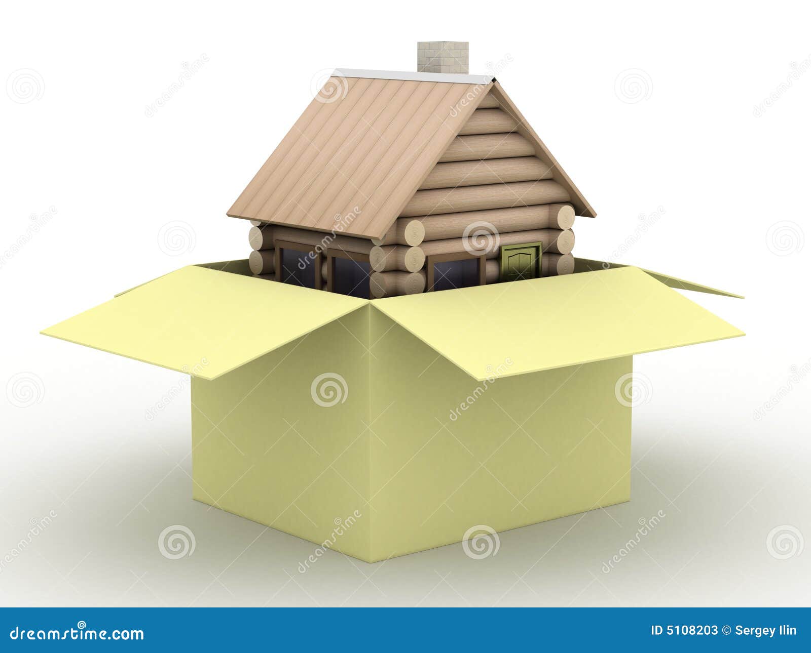 Wooden Small House in a Box. Stock Illustration - Illustration of open ...