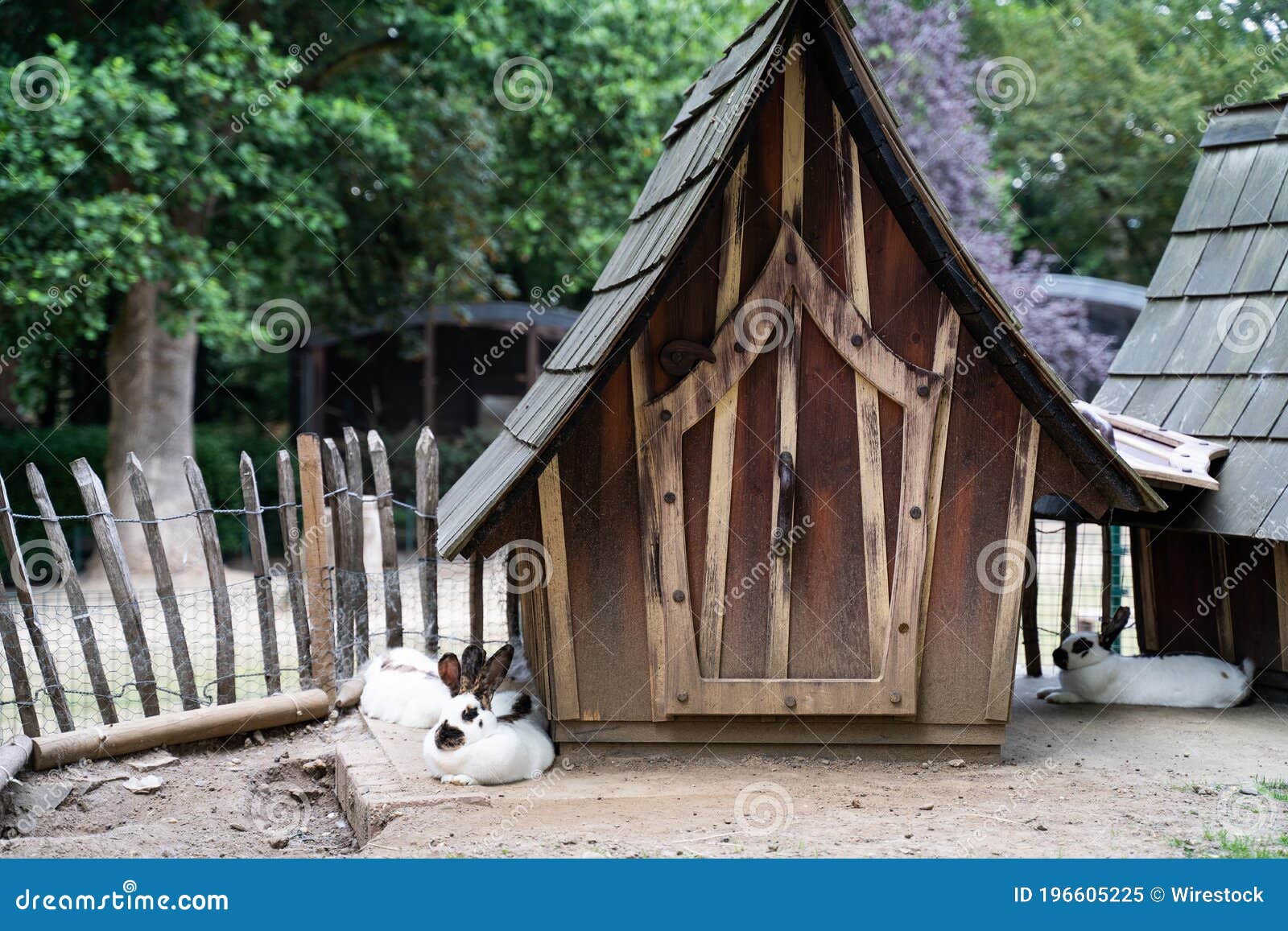 Wooden Small House for Rabbits in the Park Stock Image - Image of ...