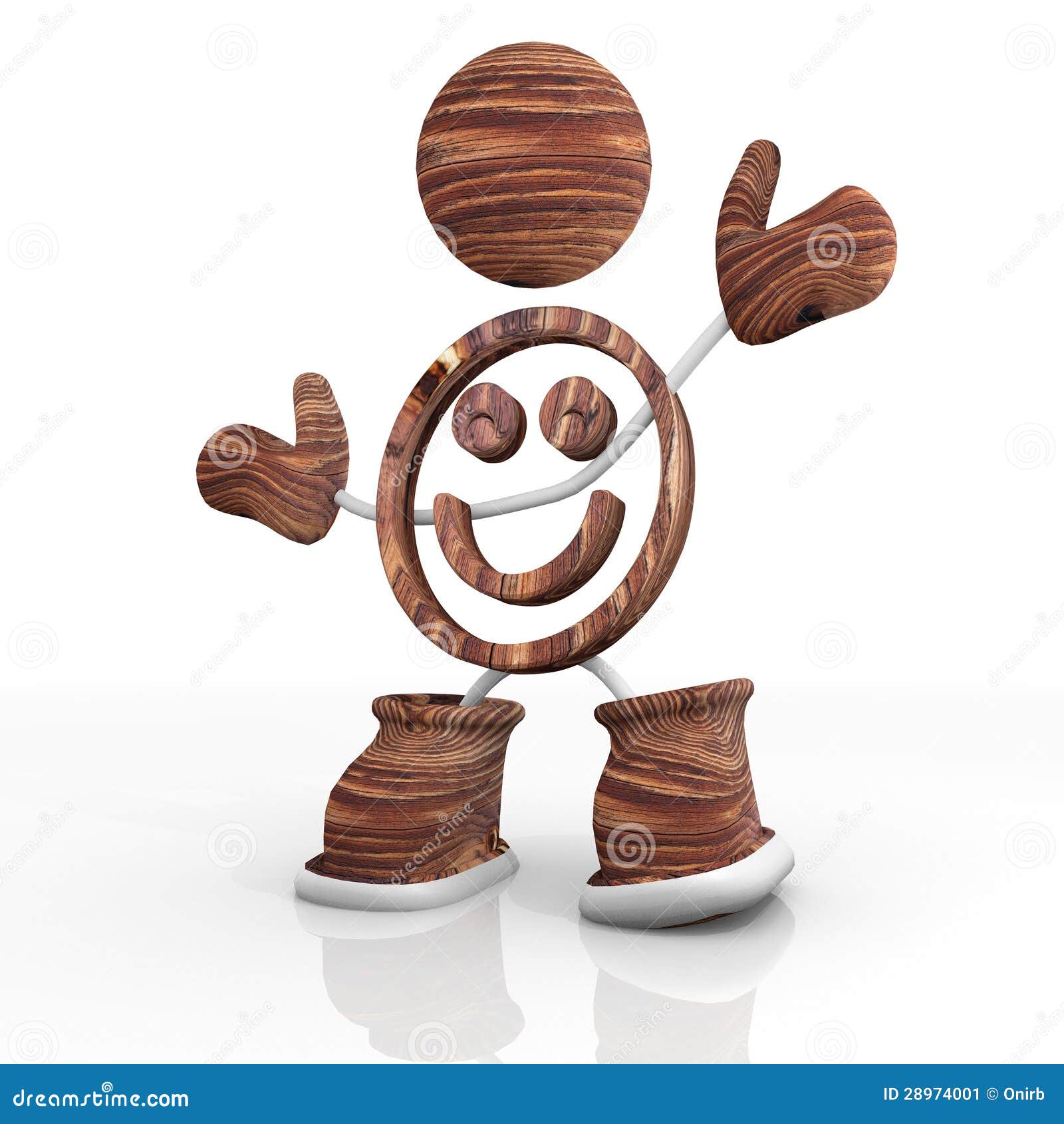 Wooden smile 3d character stock illustration. Illustration of pose ...