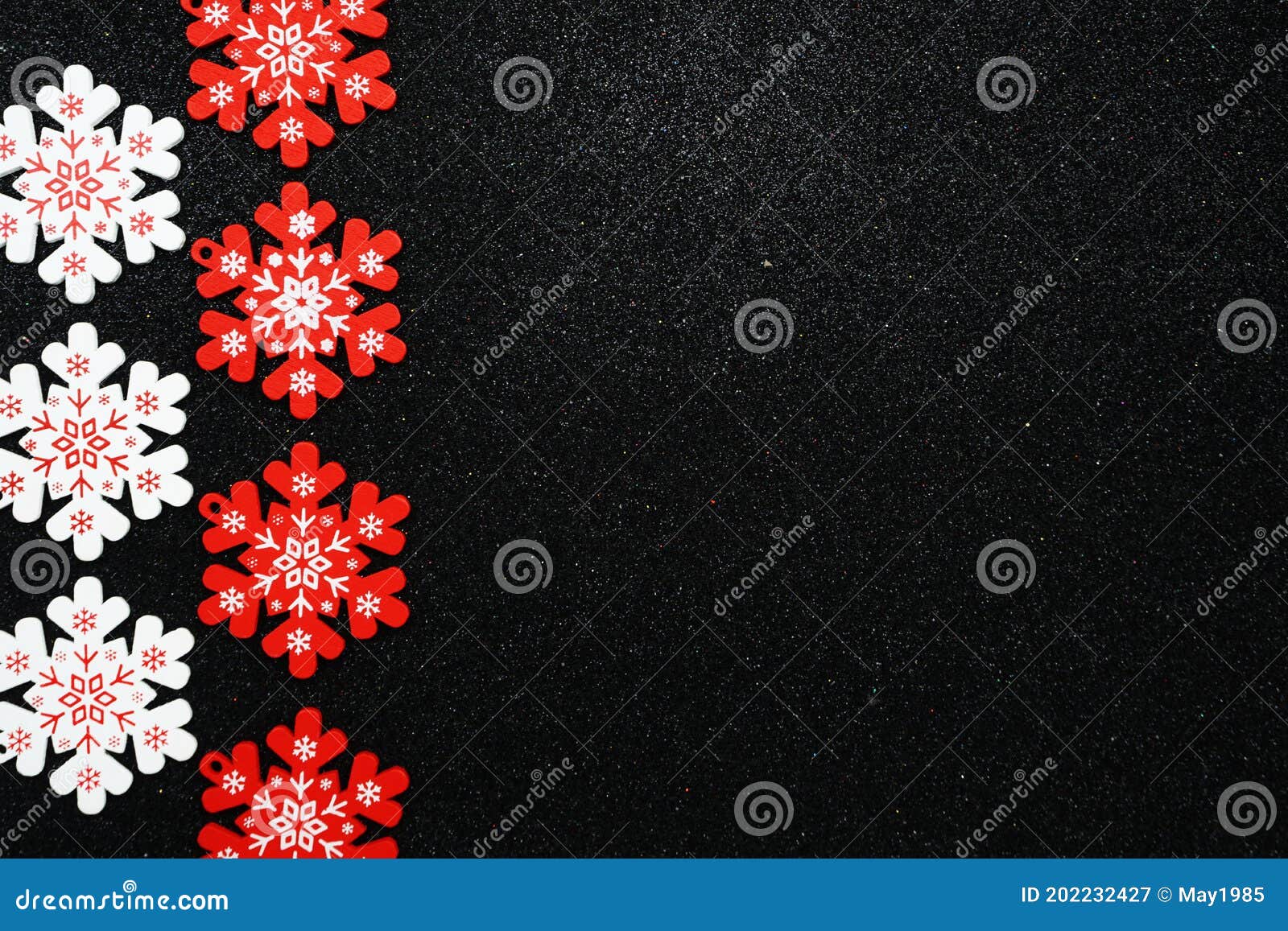 Wooden Snowflake Border Frame on Black Glitter Background Stock Image ...