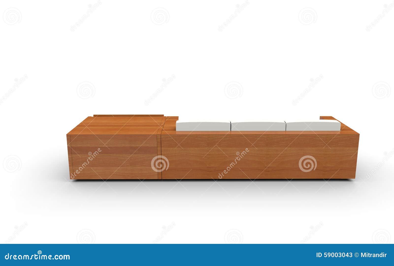 Wooden Sofa - Back View stock illustration. Illustration of cushion ...