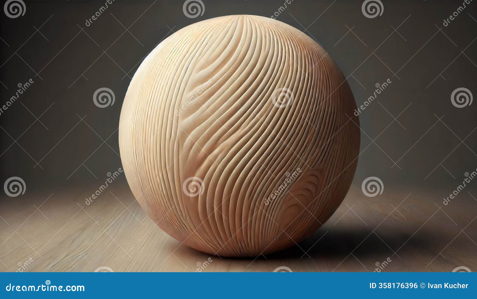 Wooden Sphere Showcasing Smooth and Polished Grain Patterns Resting on ...