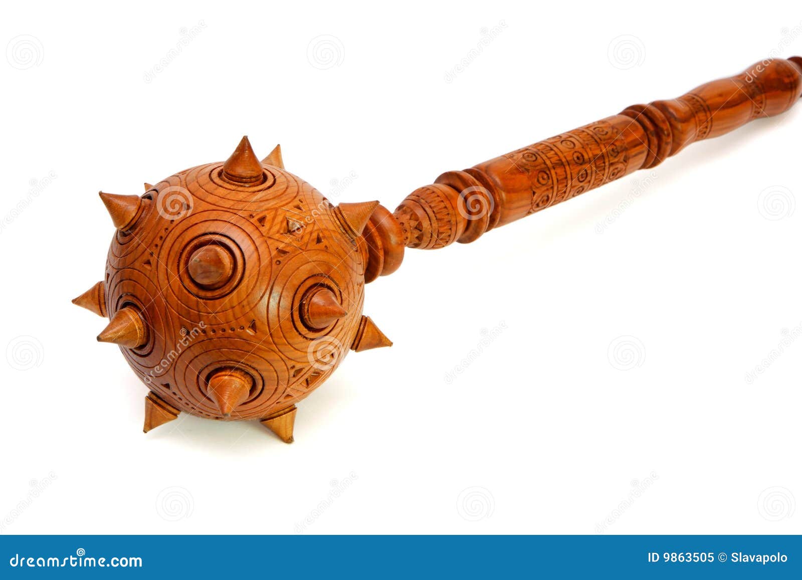 Wooden Spiky Souvenir Mace Isolated Stock Image - Image of carving ...