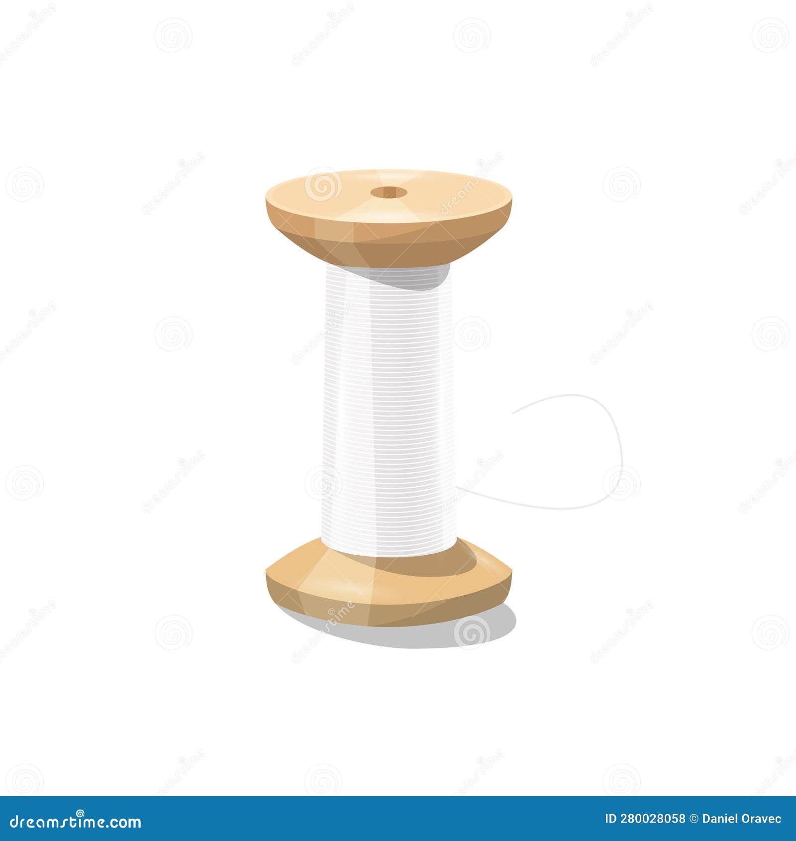 Wooden Spool - Bobbin with White Thread Isolated Stock Illustration ...