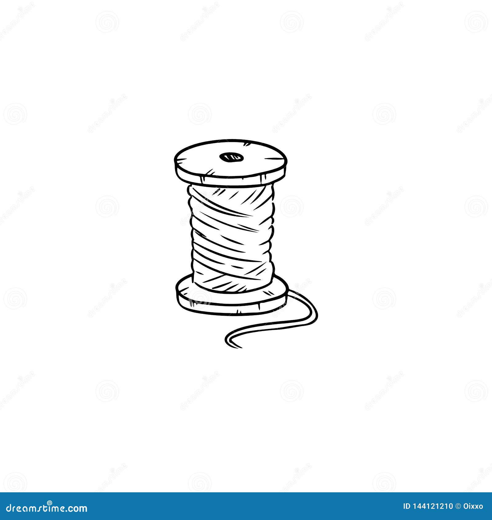 Wooden Spool of Cotton Thread Doodle Sketch Stock Vector - Illustration ...