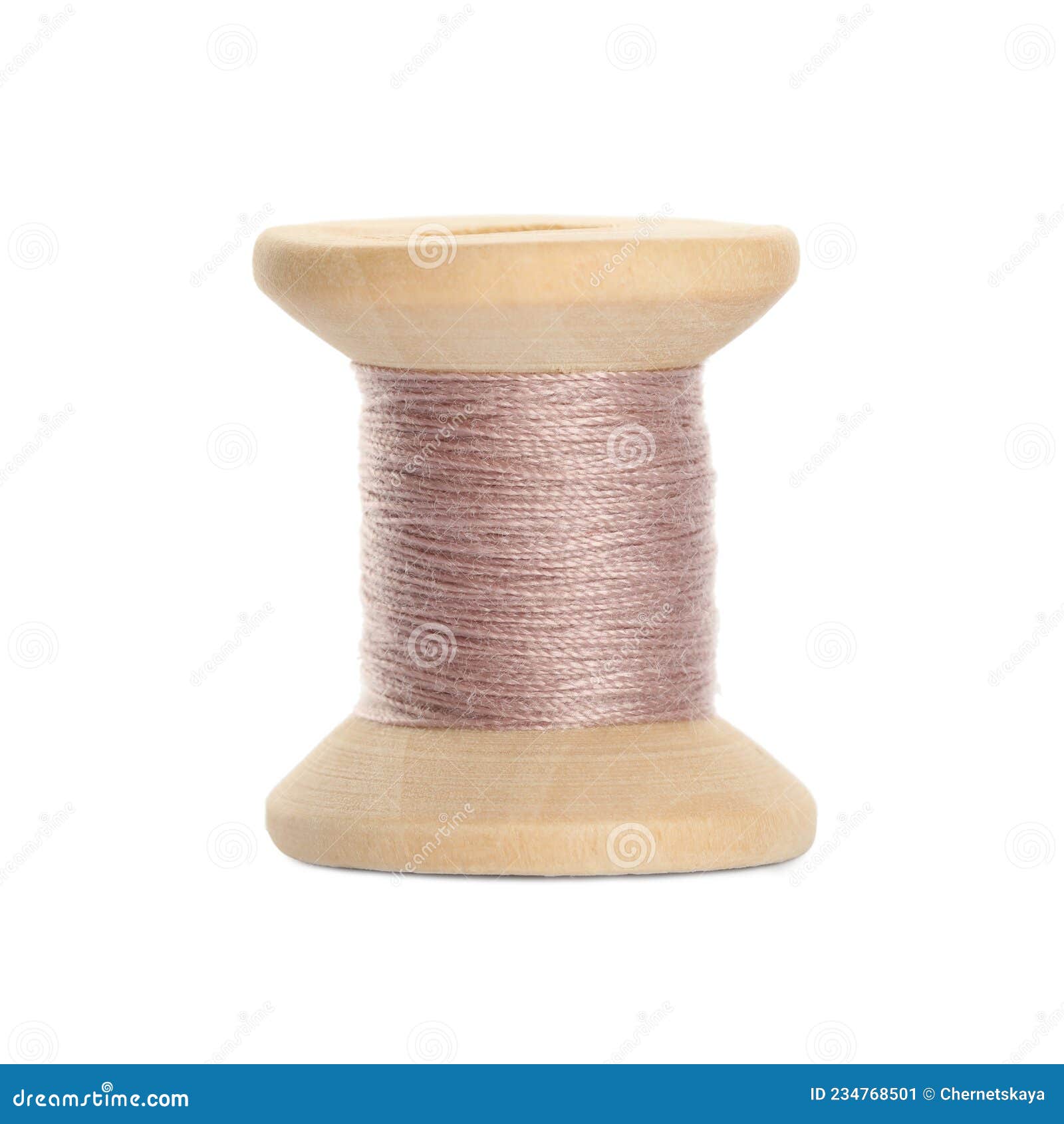 Wooden Spool of Pink Sewing Thread Isolated on White Stock Image ...