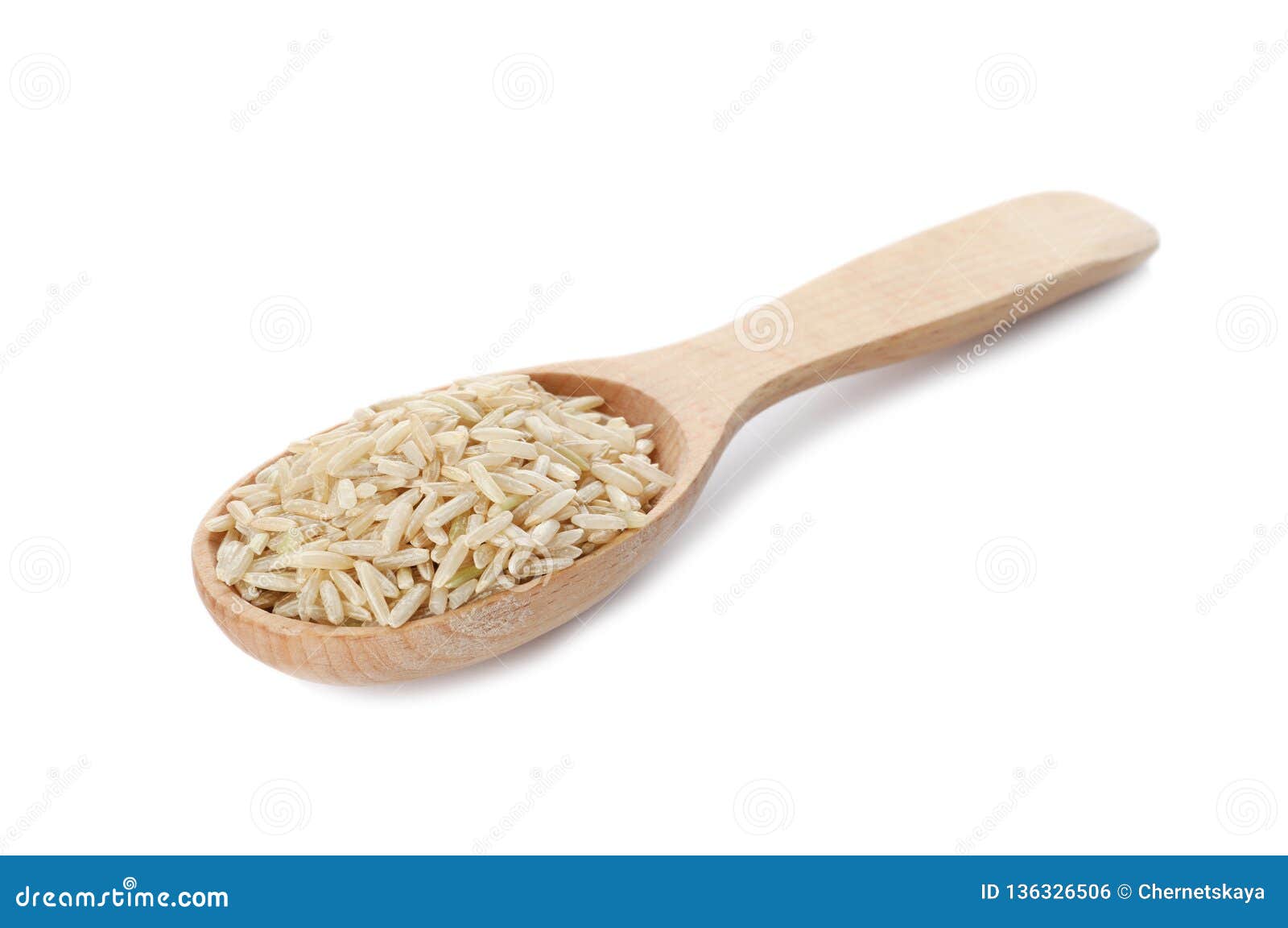 Wooden Spoon with Brown Rice Stock Photo - Image of meal, healthy ...