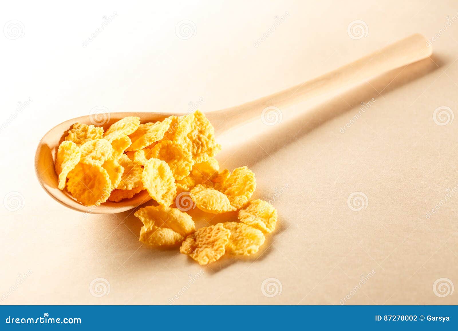 Wooden Spoon with Corn Flakes Stock Photo - Image of nutrition, honey ...