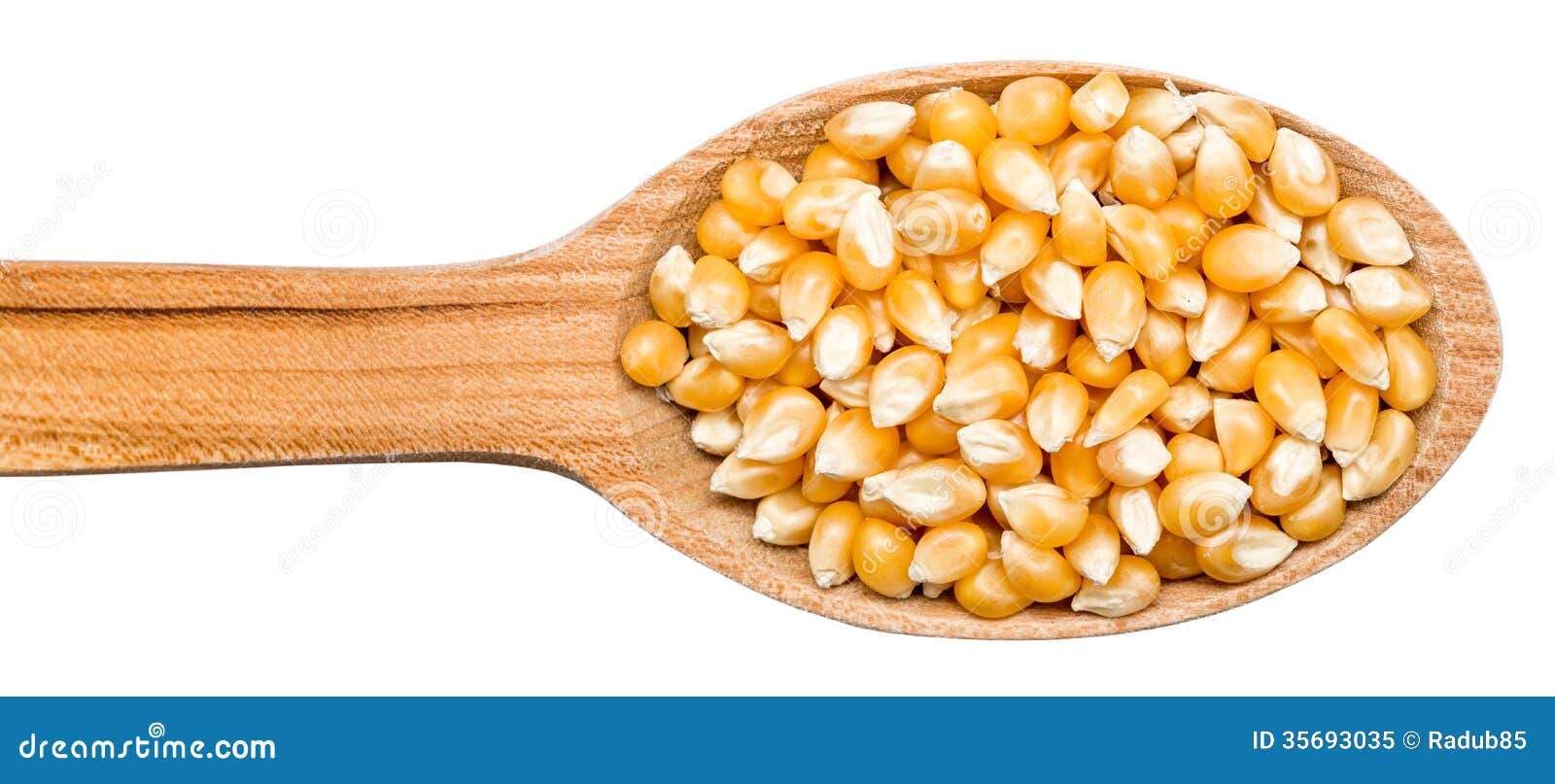 Wooden Spoon with Corn Seeds Isolated Stock Image - Image of heap ...