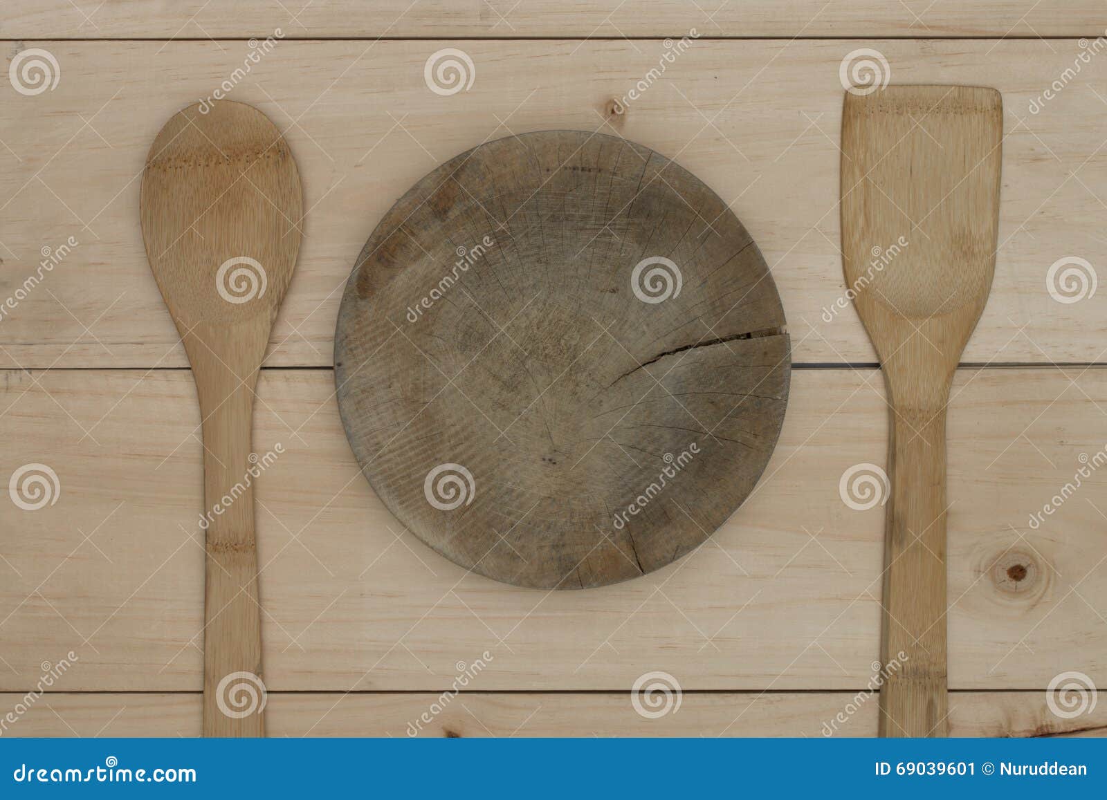 Wooden Spoon and Cutting Board on Wood Background Stock Image - Image ...