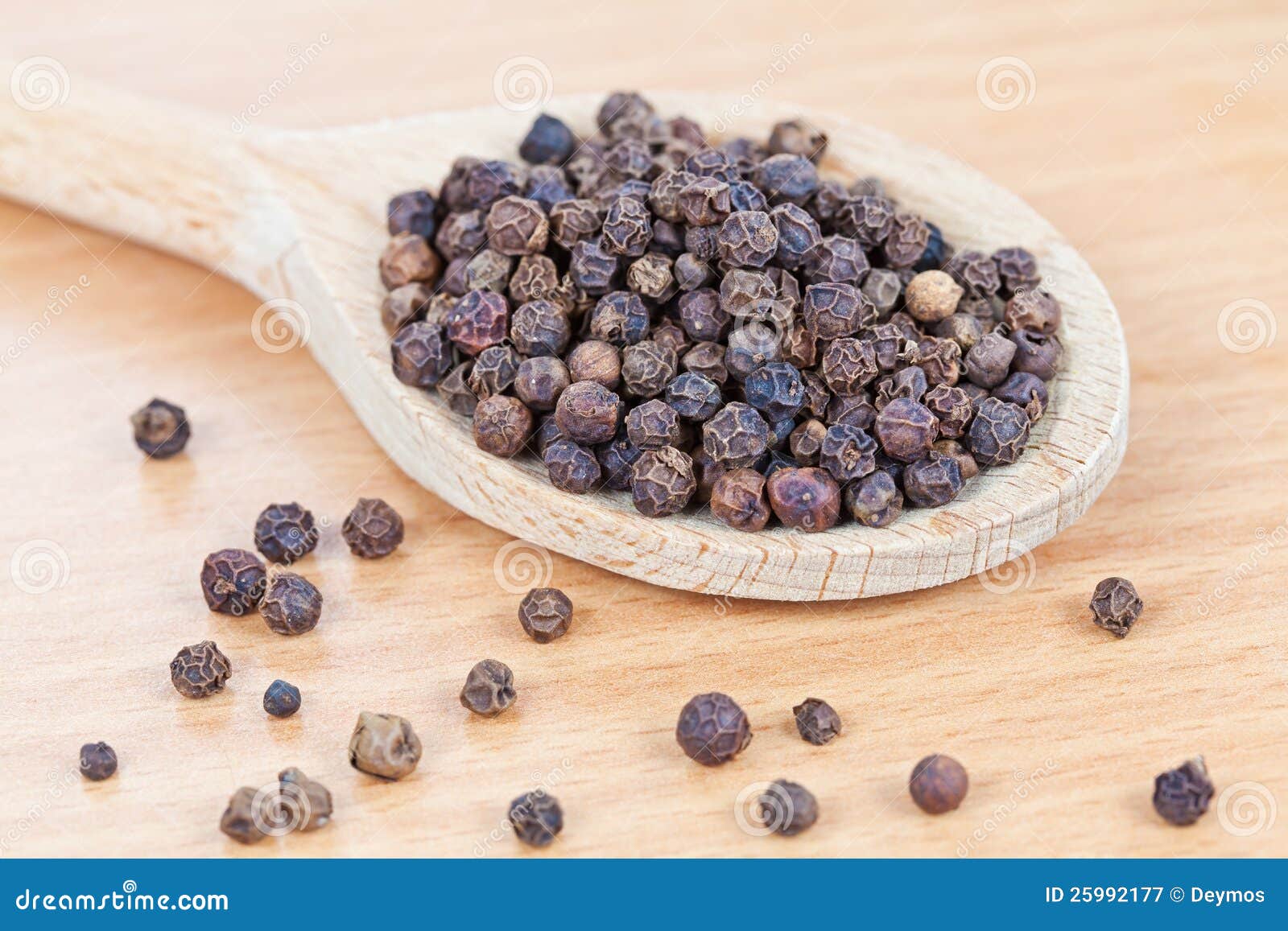Wooden Spoon Filled with Pepper Stock Image - Image of granule, board ...