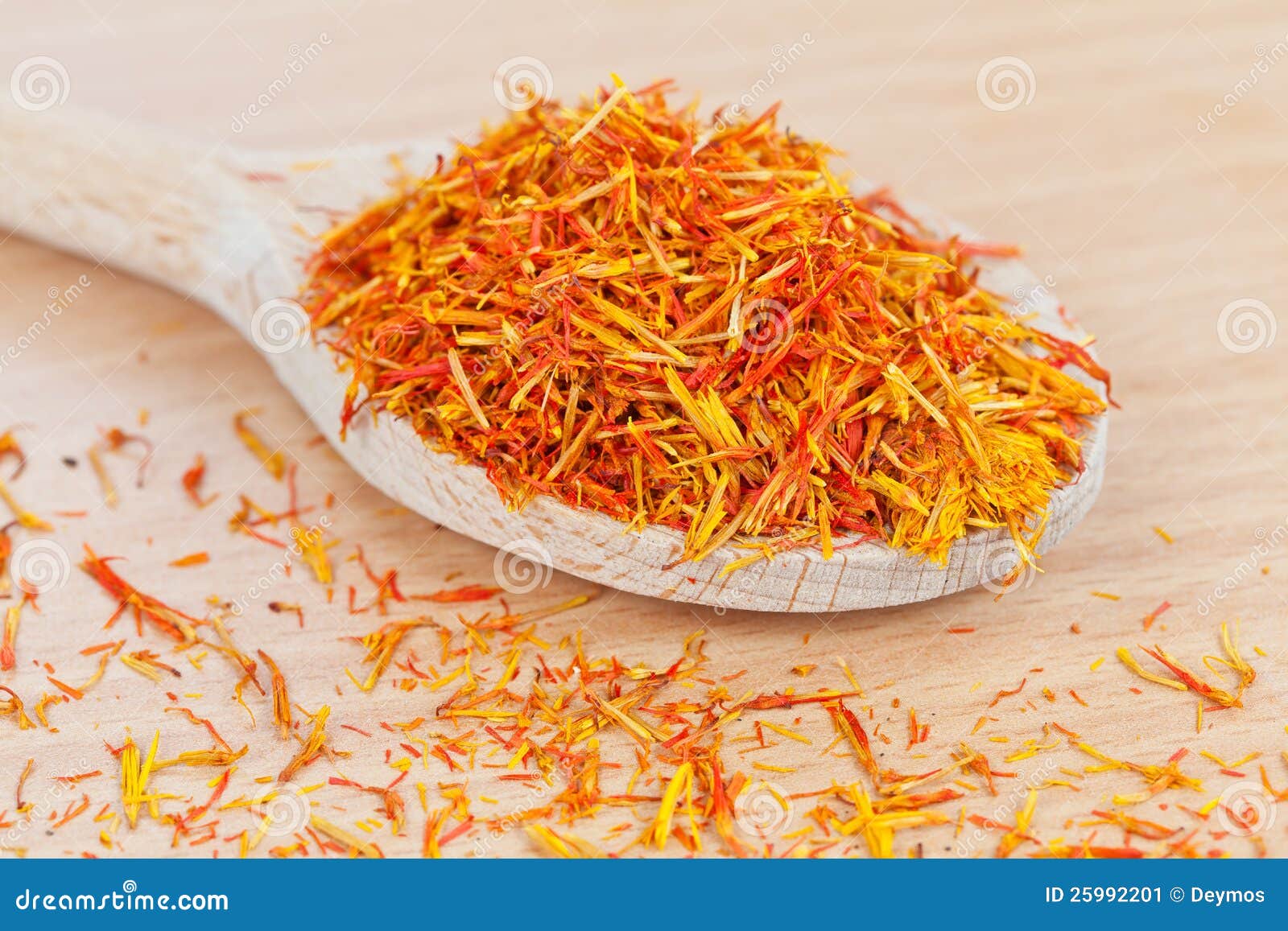 Wooden Spoon Filled with Saffron Spice Stock Image - Image of flower ...