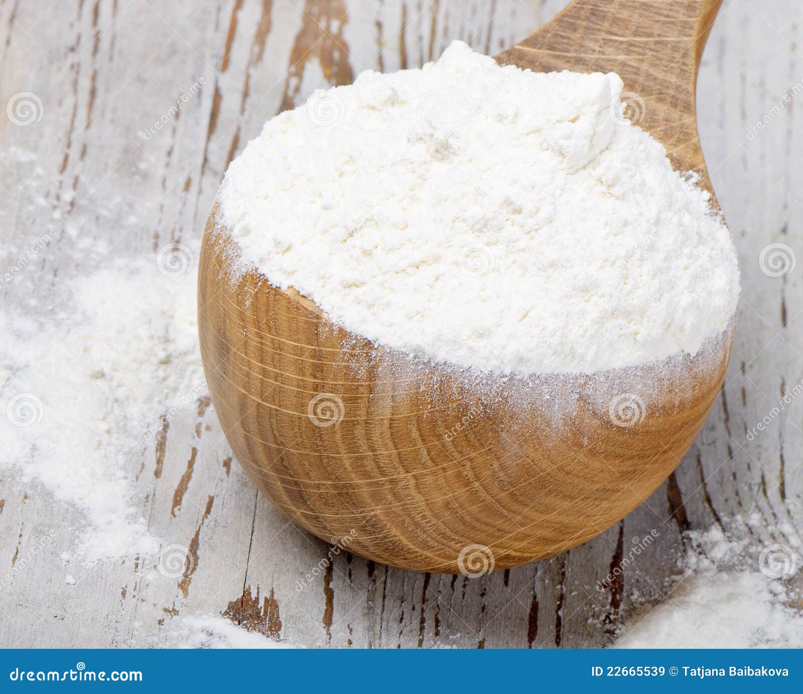 Wooden spoon with flour stock image. Image of food, flour - 22665539