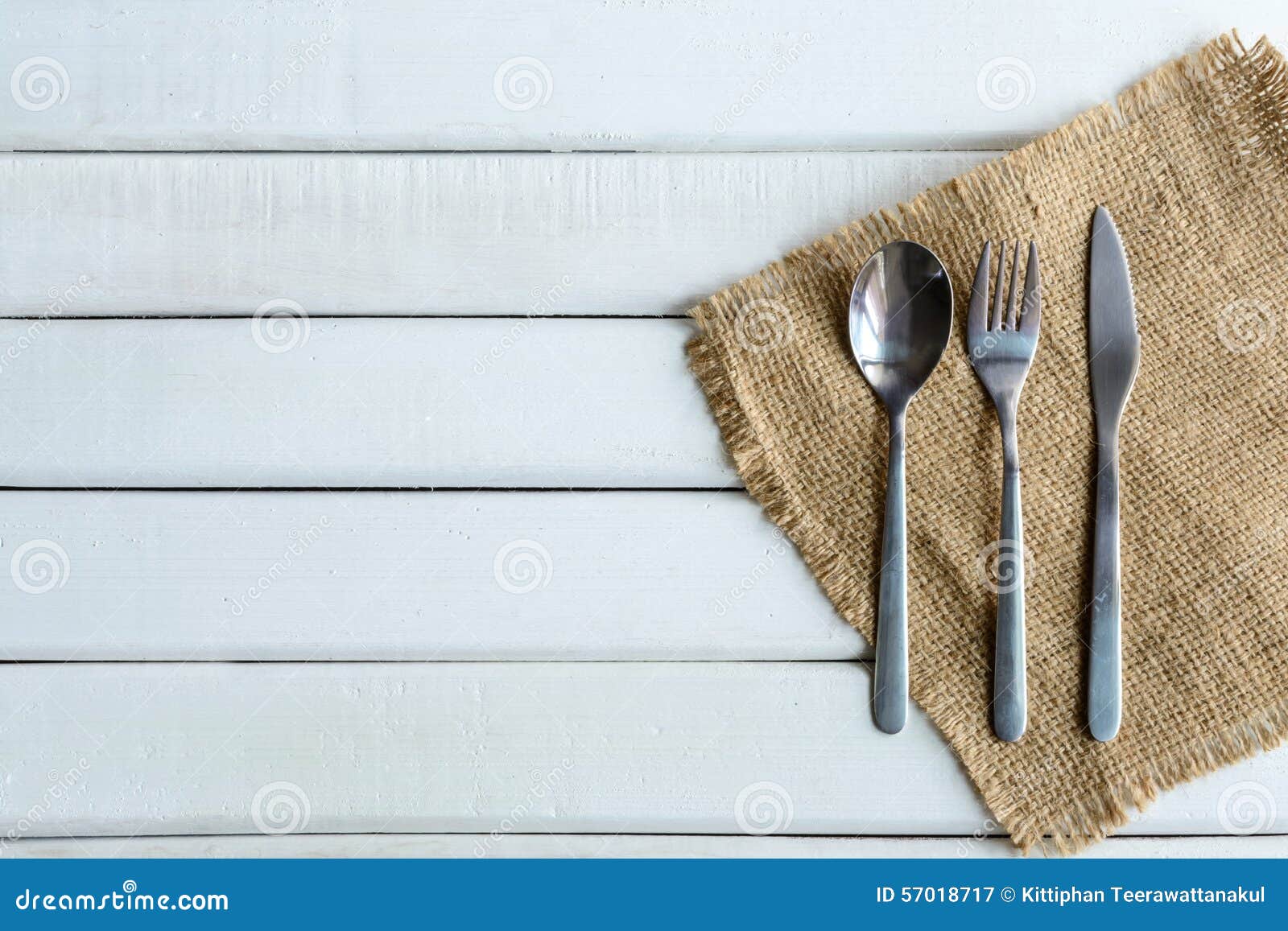 Wooden Spoon and Fork with Dish on White Wood Stock Image - Image of ...
