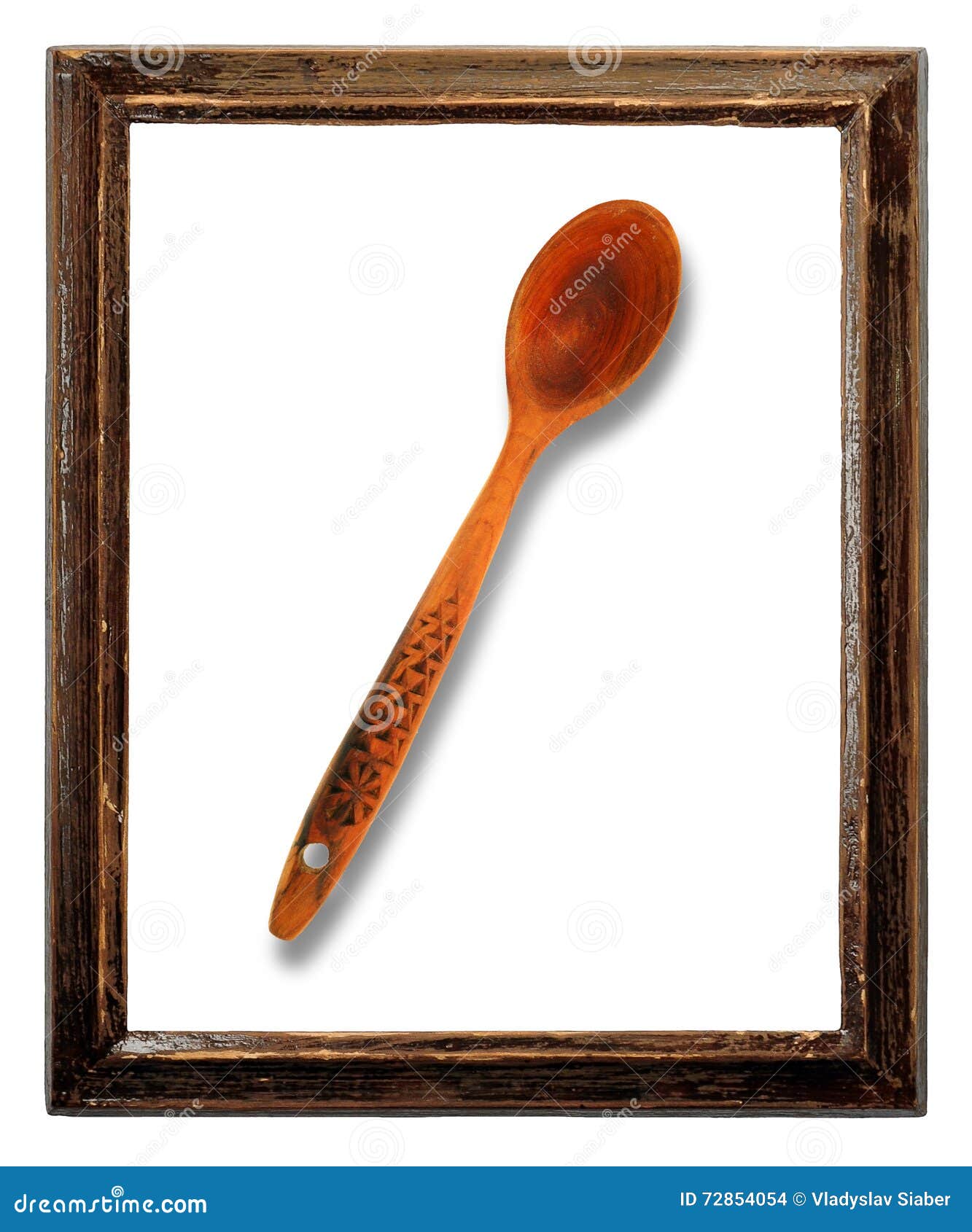 Wooden spoon in a frame stock photo. Image of exhibition - 72854054