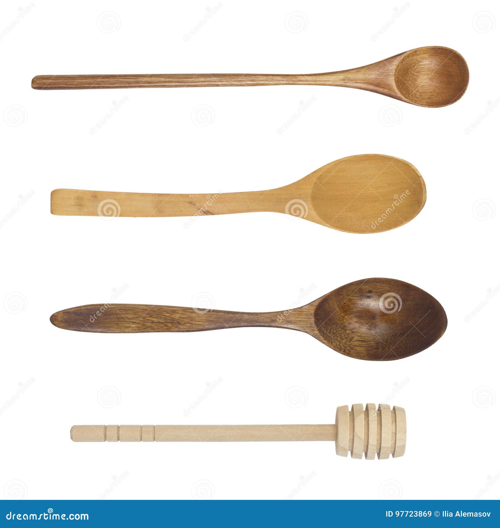 Wooden Spoon Isolated Set Closeup Stock Image - Image of closeup, honey ...