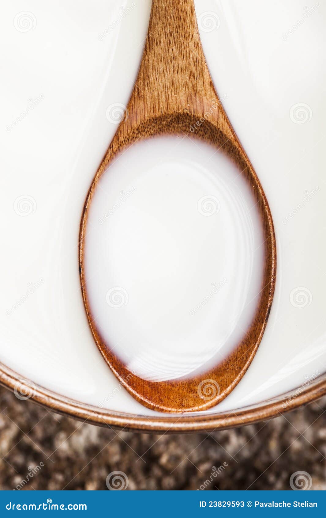 Wooden spoon with milk stock image. Image of flour, flavor - 23829593